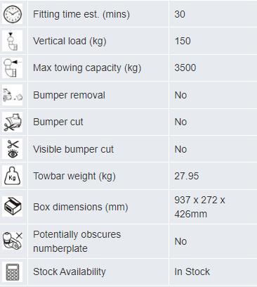 MAN TGE Van (Single Rear Wheel With Step) 2017 onwards - Telford Towbars